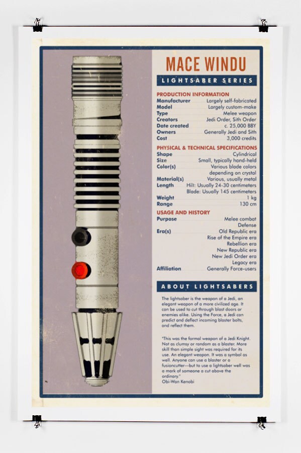Mace Windu's Lightsaber Star Wars Inspired Poster Art Print - Etsy