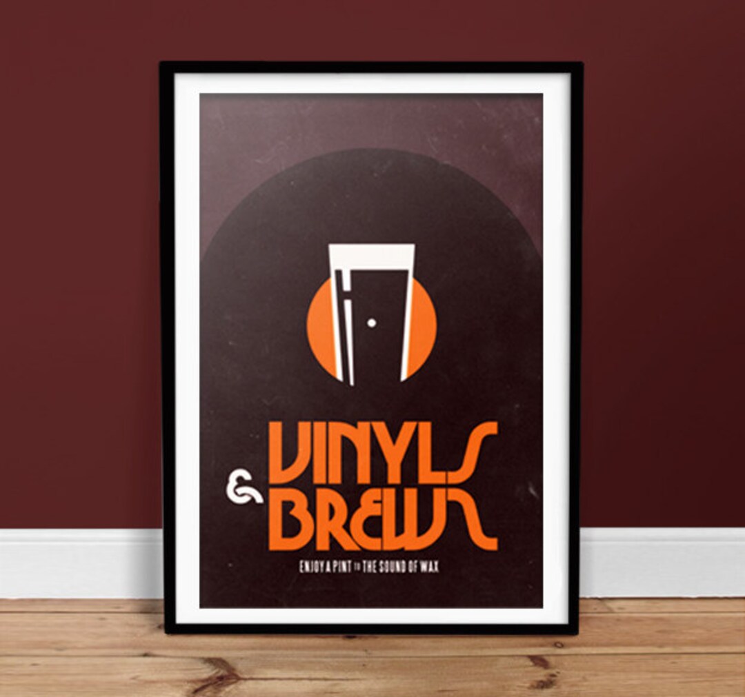 Vinyls & Brews 24" X 36" - Vintage Poster - Retro Art Print - Music ...
