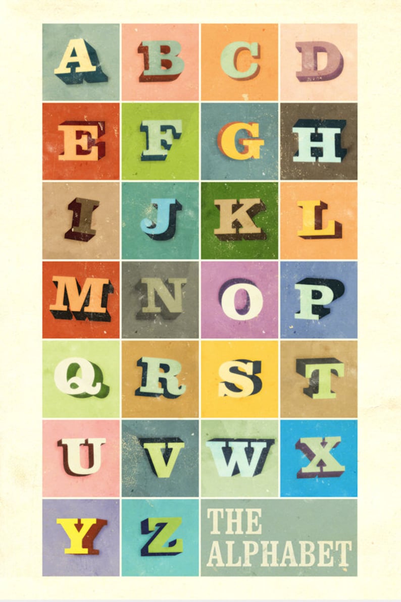 The Alphabet - Vintage Poster - Retro Art Print - Etsy