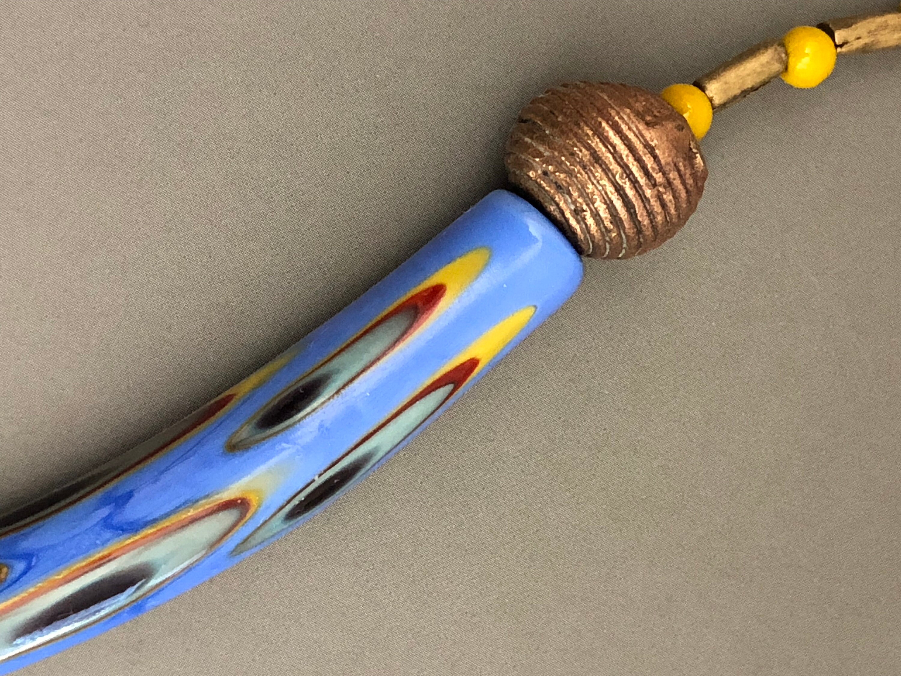 Unique Handmade Lampwork Glass Bead Necklace of Long Tube Blown Hollow ...