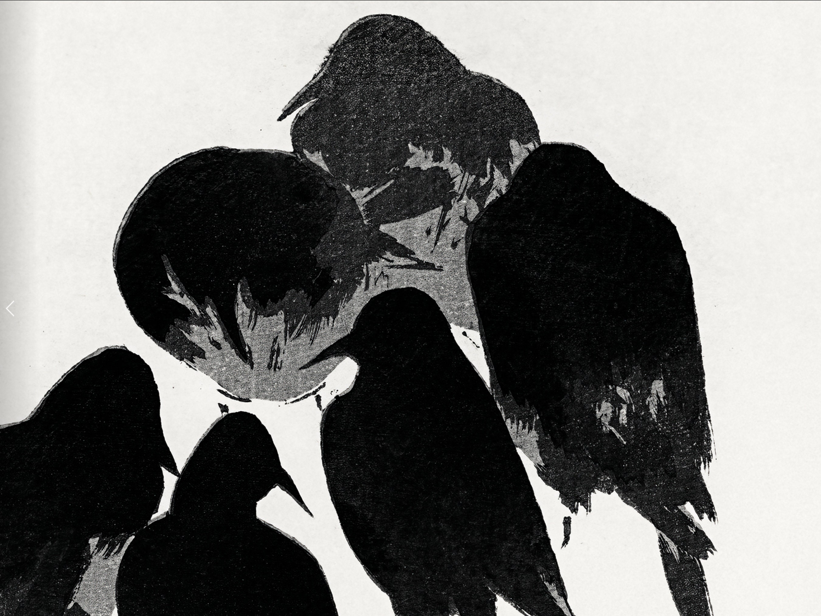 Vintage Japanese Art Painting | Japanese Crows on Branch No. 2 ...