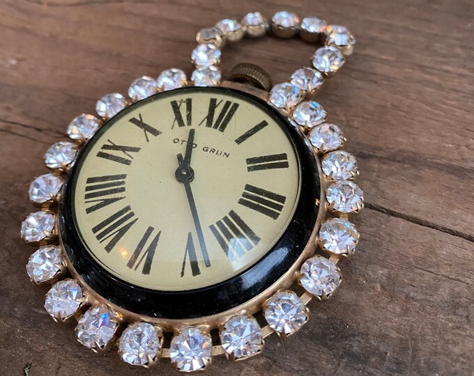 Otto Grun Rhinestone Ladies Pocket Watch Style Vintage Watch - Etsy