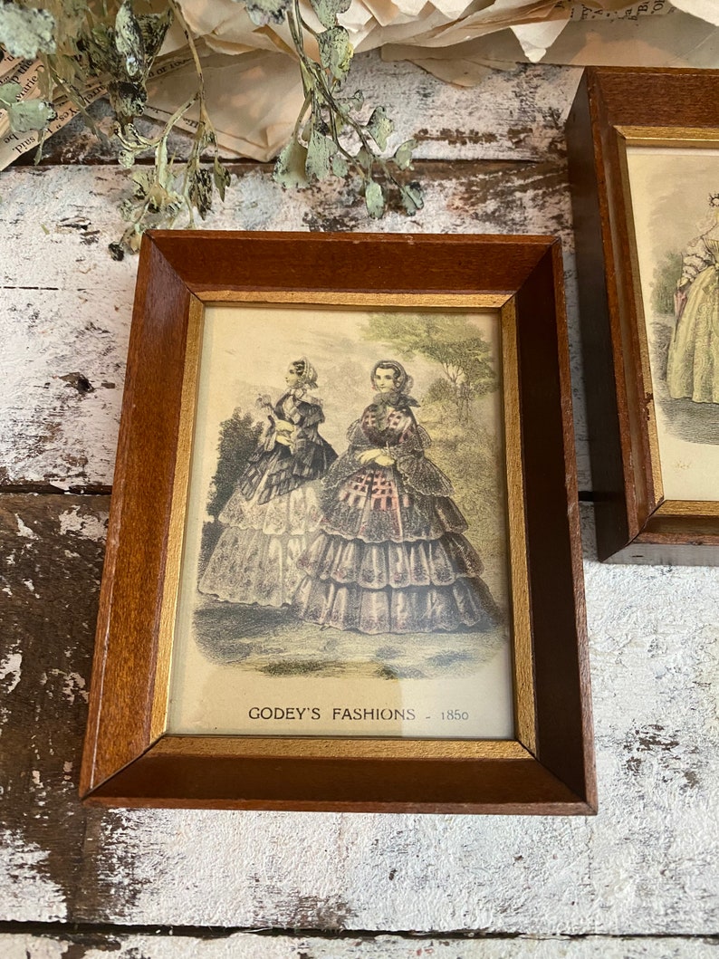 Framed Vintage Godey Fashion Prints Pictures 1850 1855 Antique - Etsy