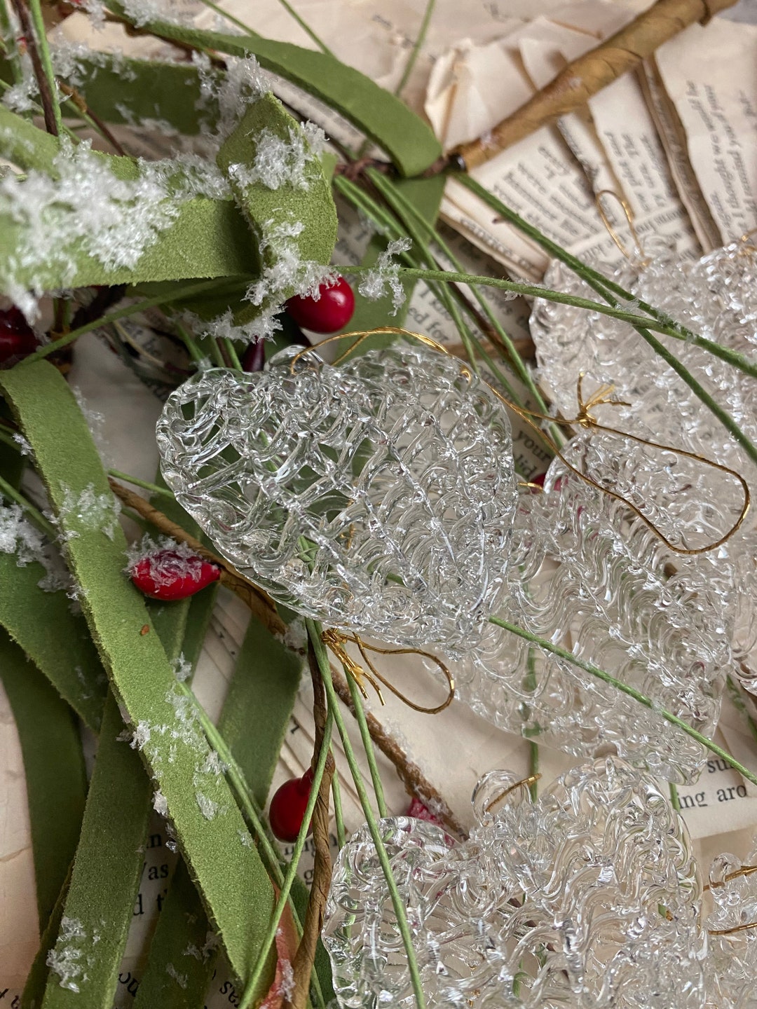 Spun Glass Vintage Heart Ornaments Vintage Valentines - Etsy