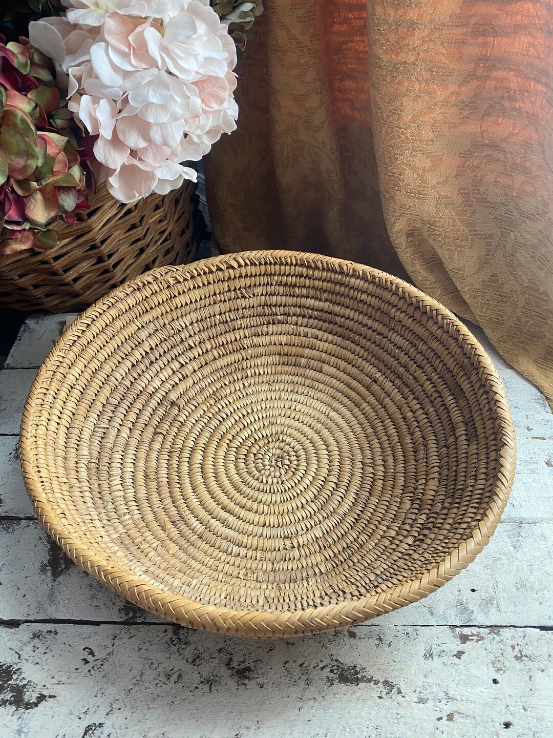 Natural Boho Basket Vintage Ethnic Woven Neutral Decor - Etsy