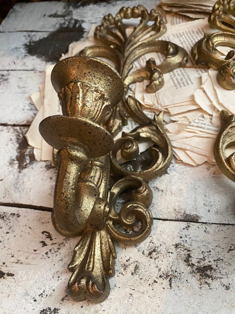 Hollywood Regency Ornate Metal Sconce Candleholders - Etsy
