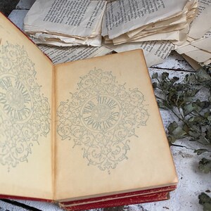 Beautiful Red and Gold Leather Books Small Book Stack - Etsy
