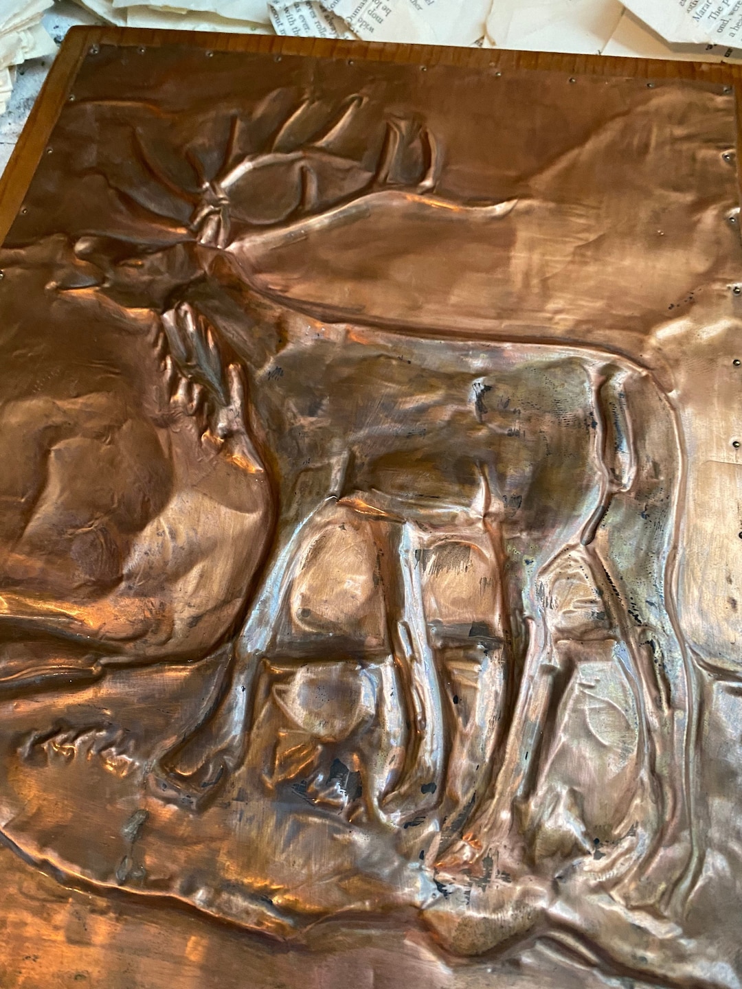 Elk Copper Art on Wood Vintage Copper Art - Etsy