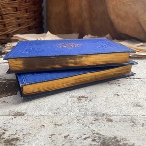 Brilliant Blue Antique Poem Books 1854 Gold Edge Book Pages Bryant ...