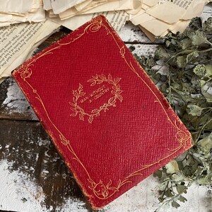 Beautiful Red and Gold Leather Books Small Book Stack - Etsy