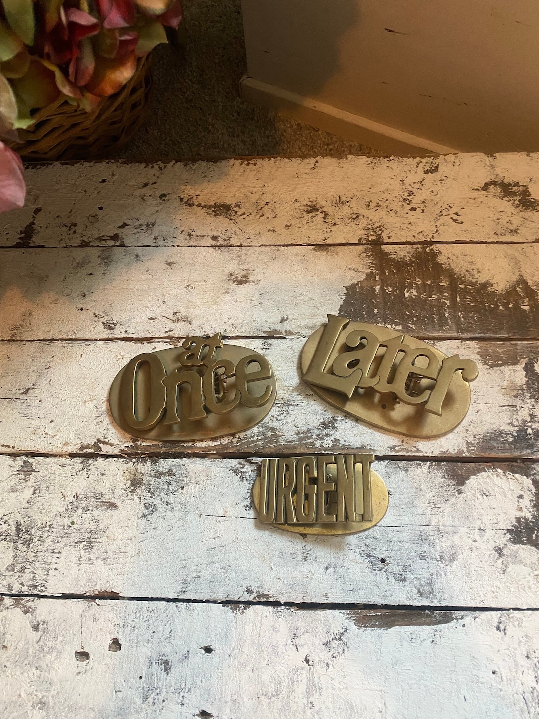 Brass Office Oversized Paper Clips at Once, Urgent, Later Novelty ...