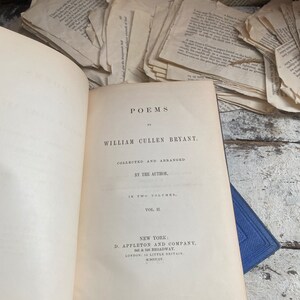 Brilliant Blue Antique Poem Books 1854 Gold Edge Book Pages Bryant ...