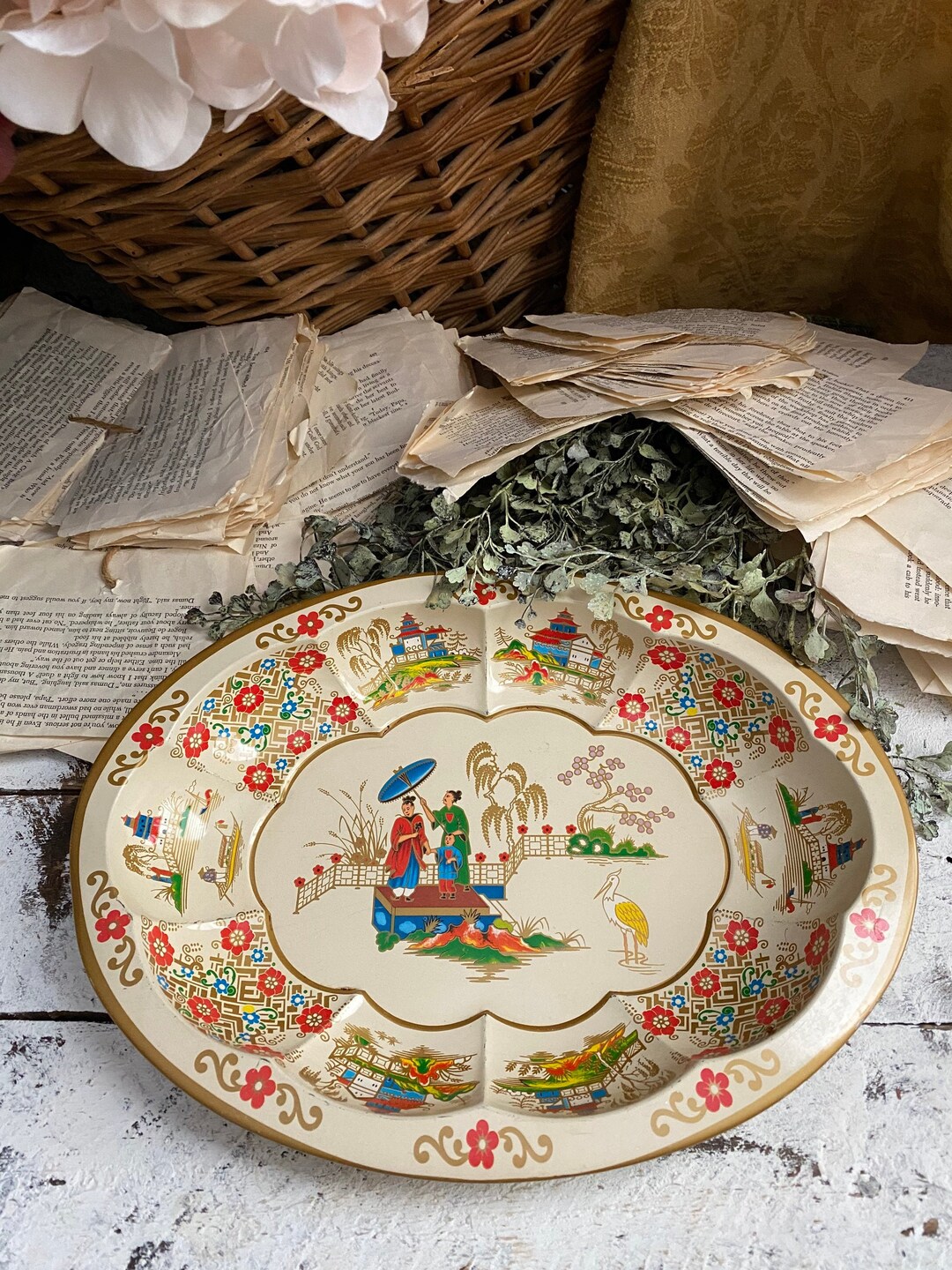 Asian Tin Tray Made in England Daher Tin Tray Vintage Tin Tray - Etsy