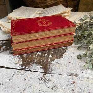 Beautiful Red and Gold Leather Books Small Book Stack - Etsy