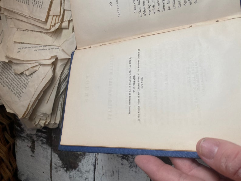 Brilliant Blue Antique Poem Books 1854 Gold Edge Book Pages Bryant ...