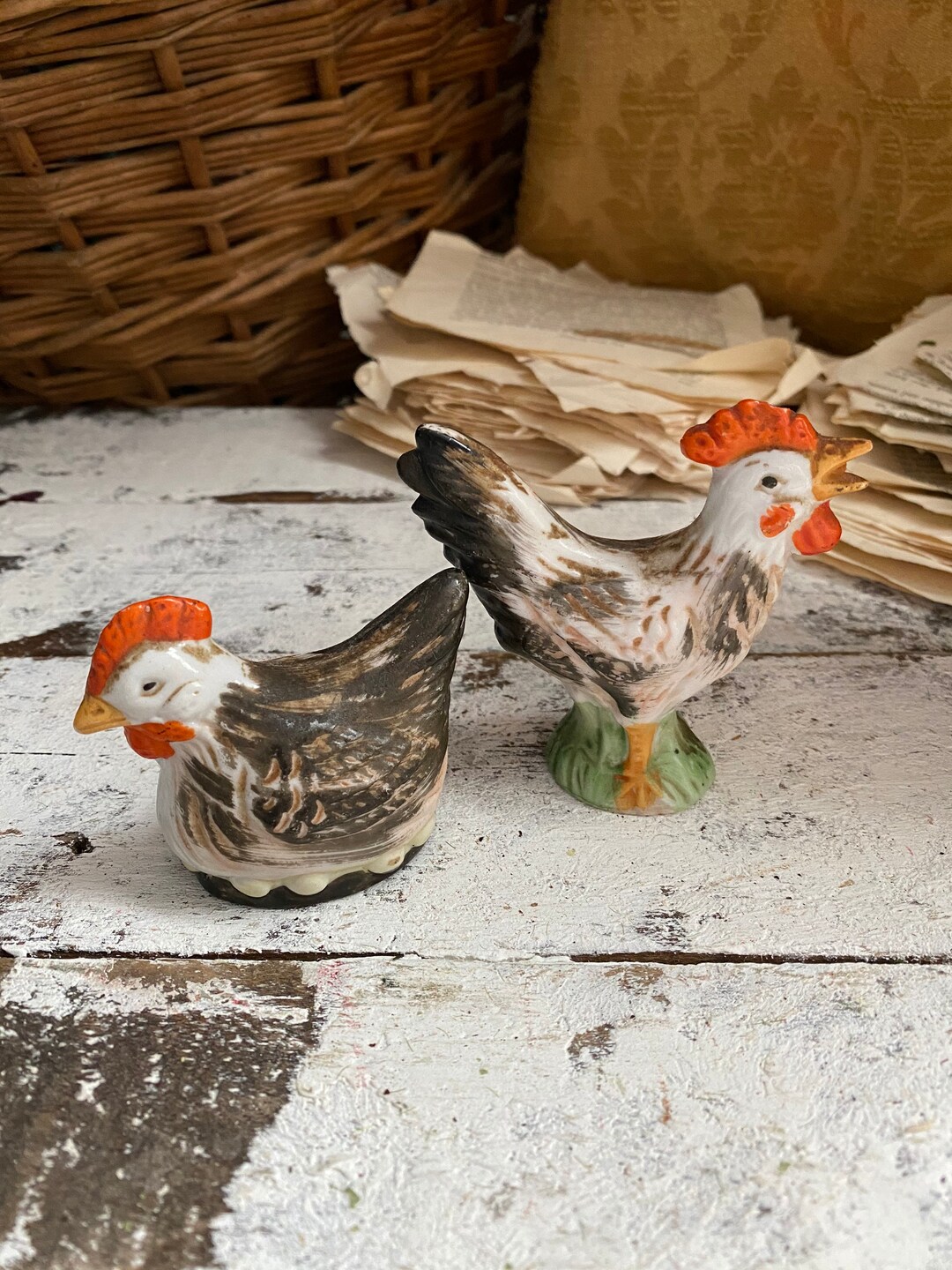 Sweet Chicken and Rooster Made in Japan Knick Knacks Farmhouse Kitchen ...