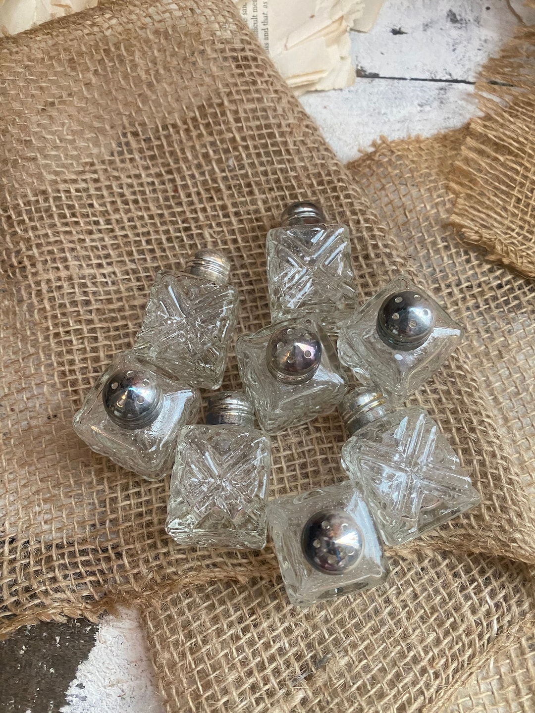 Vintage Small Glass and Silver Plate Salt and Pepper Shakers - Etsy
