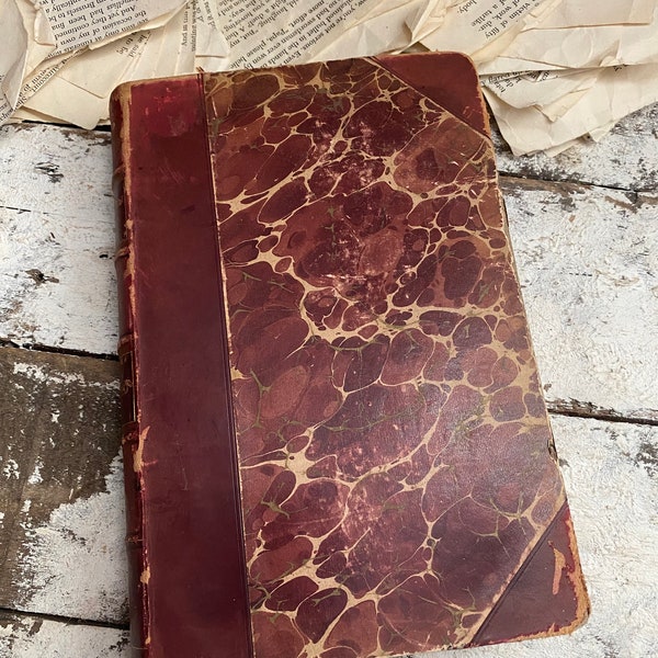 Red Leather Bound Books - Etsy