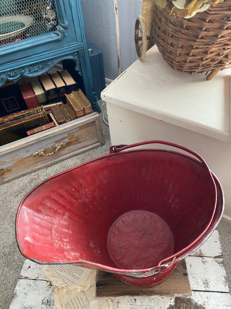 Patriotic Painted American Coal Scuttle Bucket American Eagle Flag ...