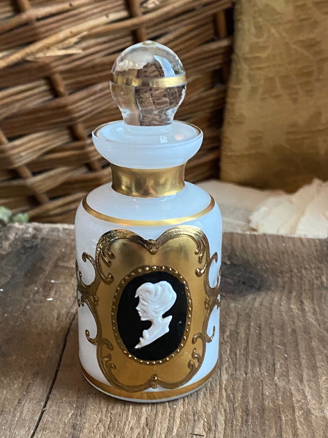 Beautiful Cameo Perfume Glass Vintage Bottle - Etsy