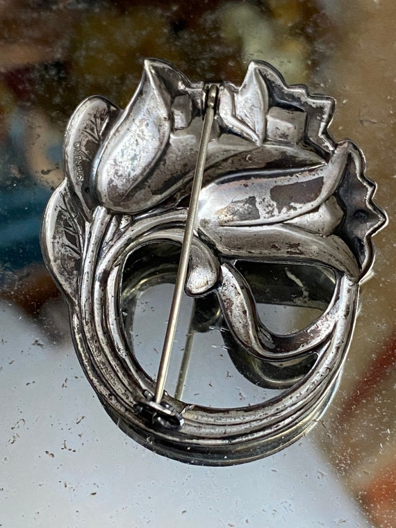 Gorgeous Sterling Tulip Brooch, Vintage Floral Brooch… - Gem