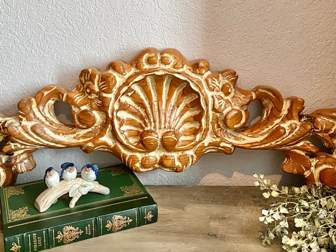 SALE Vintage Wood Carved Sea Shell Pediment - Etsy