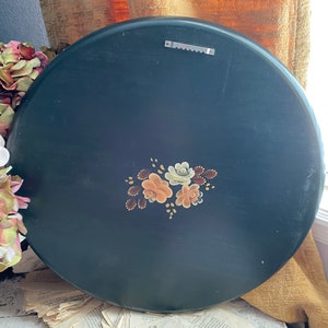 Large Round Scenic Painting on Tray Tole Painting Sail Boats Signed ...