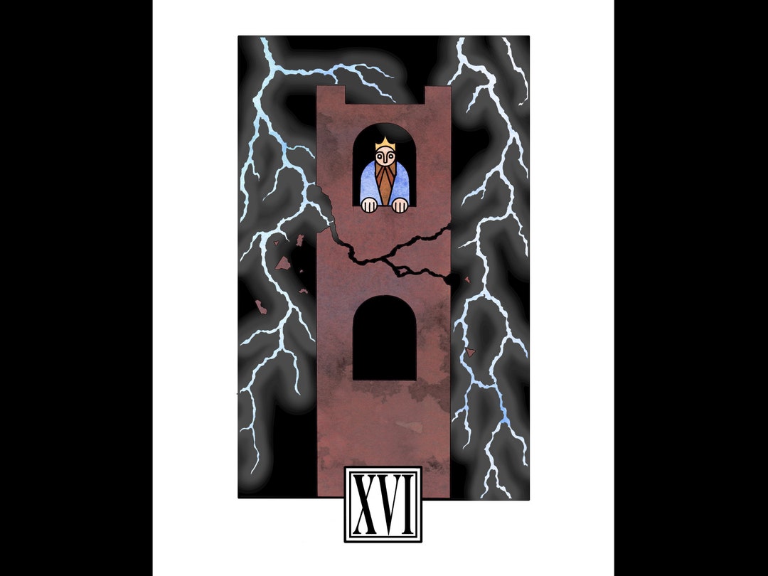 XVI the Tower - A Lazy Crow Tarot Deck Major Arcana Print - Etsy