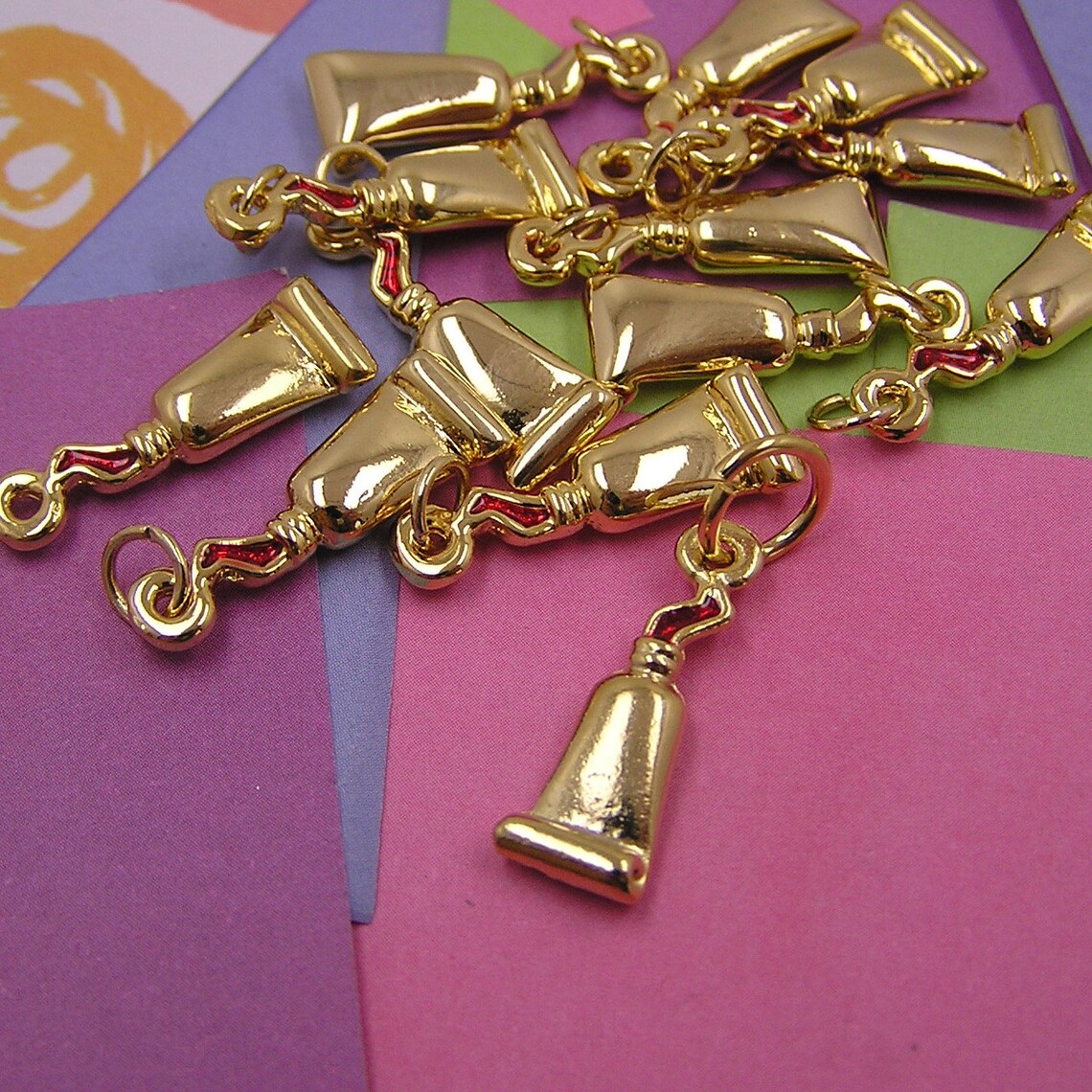 044 Gold Paint Tube With Red Enamel Tip Charm - Etsy
