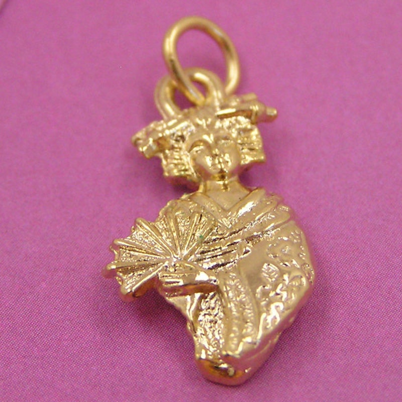 Geisha Gold Charm - Etsy UK