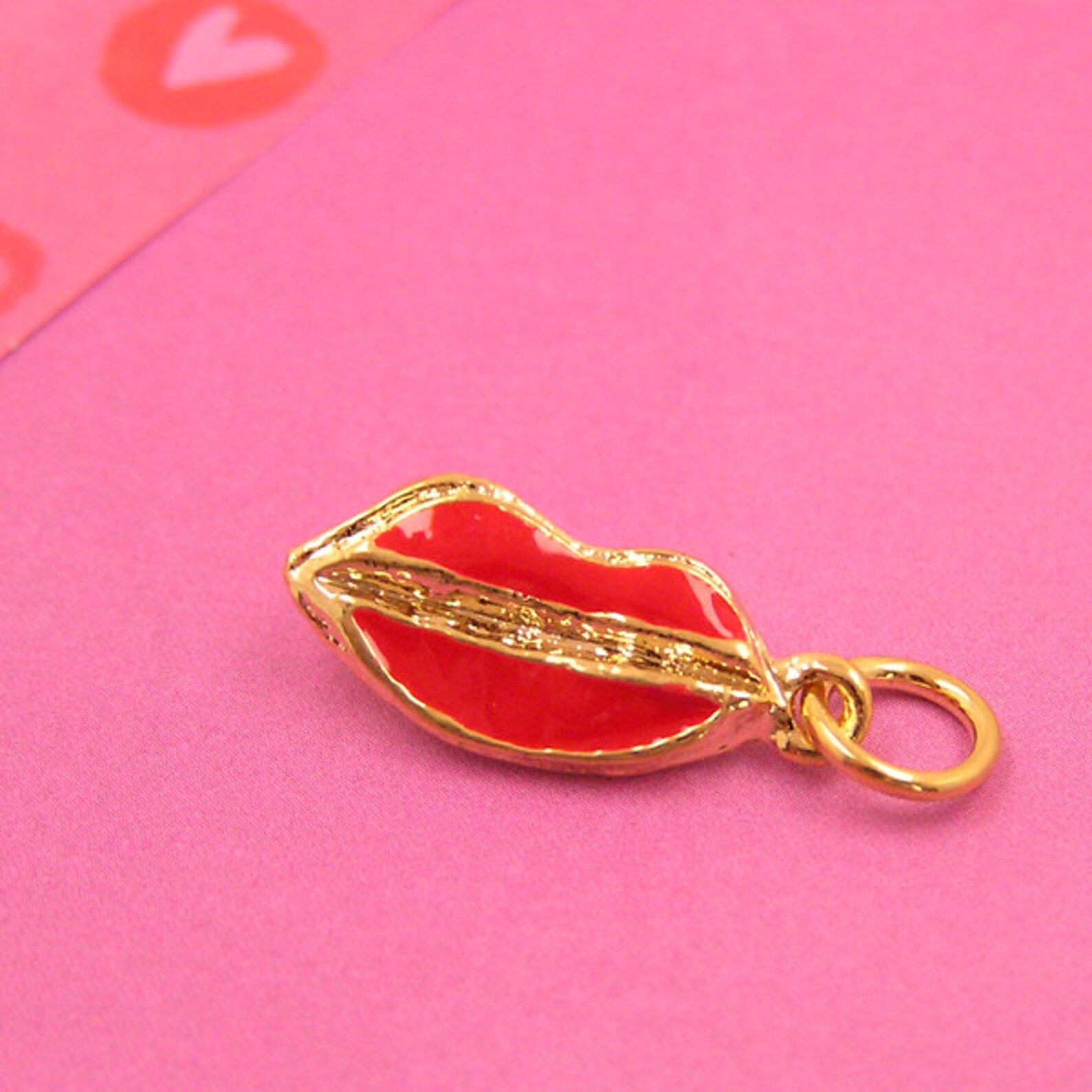 Silver and Ruby Lips Charm Red Lips Charm Lipstick Charm Cosmetics ...