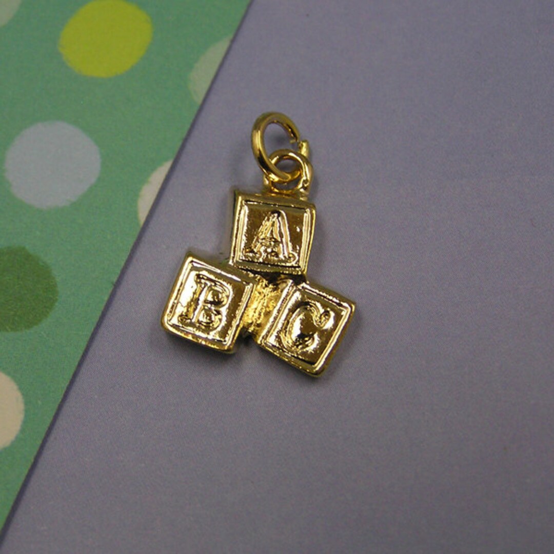 T45 Gold ABC Wood Blocks Building Blocks Baby Charm - Etsy