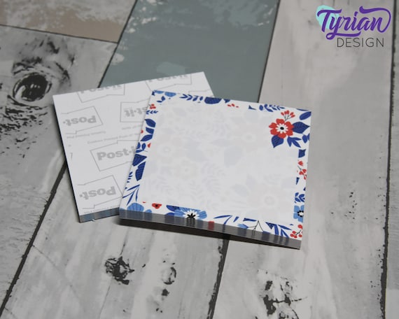 Red White & Blue Floral Post-it Notes Flowers in Red White - Etsy
