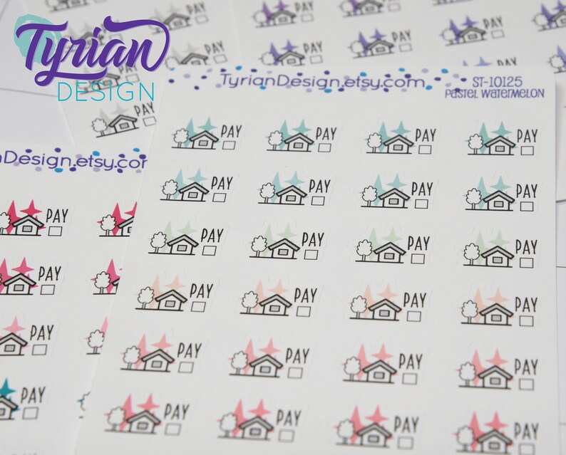 Housing Payment Stickers. Different Color Options. Keep Track - Etsy