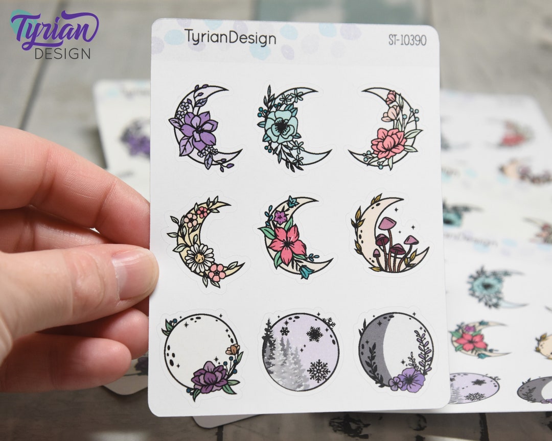 Moon Stickers | Variety Sheet of Moons | 9 Different Stickers per Sheet ...