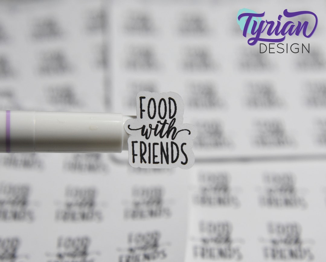 Food With Friends Stickers Sheet for Planners and Journals. Black Type ...
