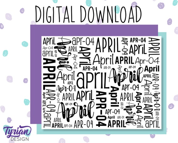 Digital Paper April Word Cloud Pattern Printable Letter | Etsy