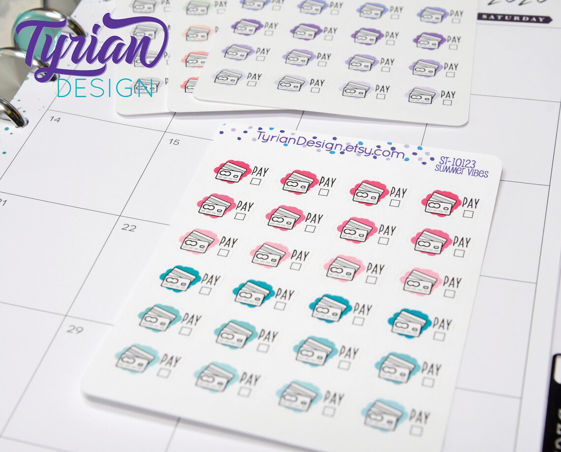 Credit Card Payment Stickers. Different color options. Keep | Etsy