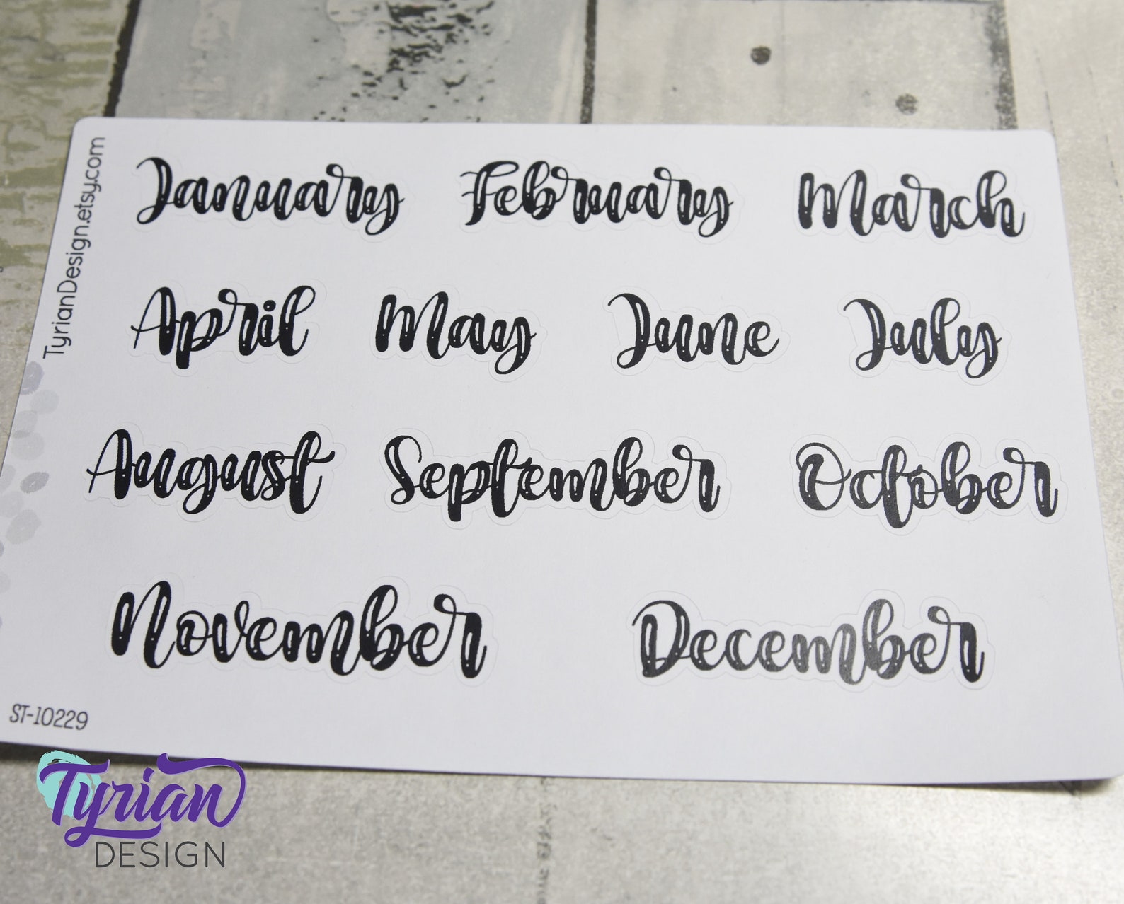 Months Stickers | January - December | Script Font | Monthly Title ...