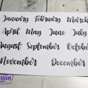 Months Stickers | January - December | Script Font | Monthly Title ...