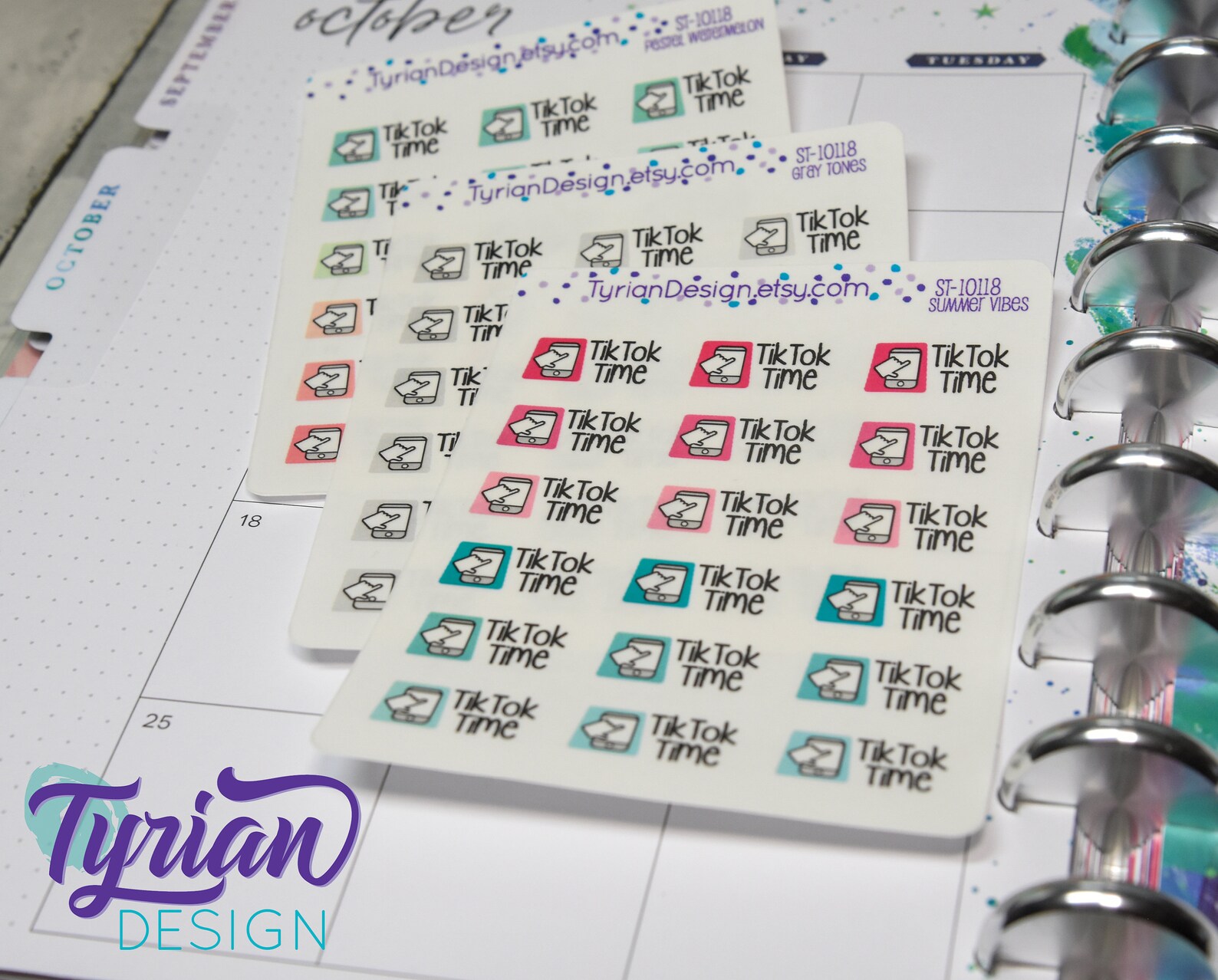 Tiktok Time Stickers. Different Color Options. Keep Track of | Etsy