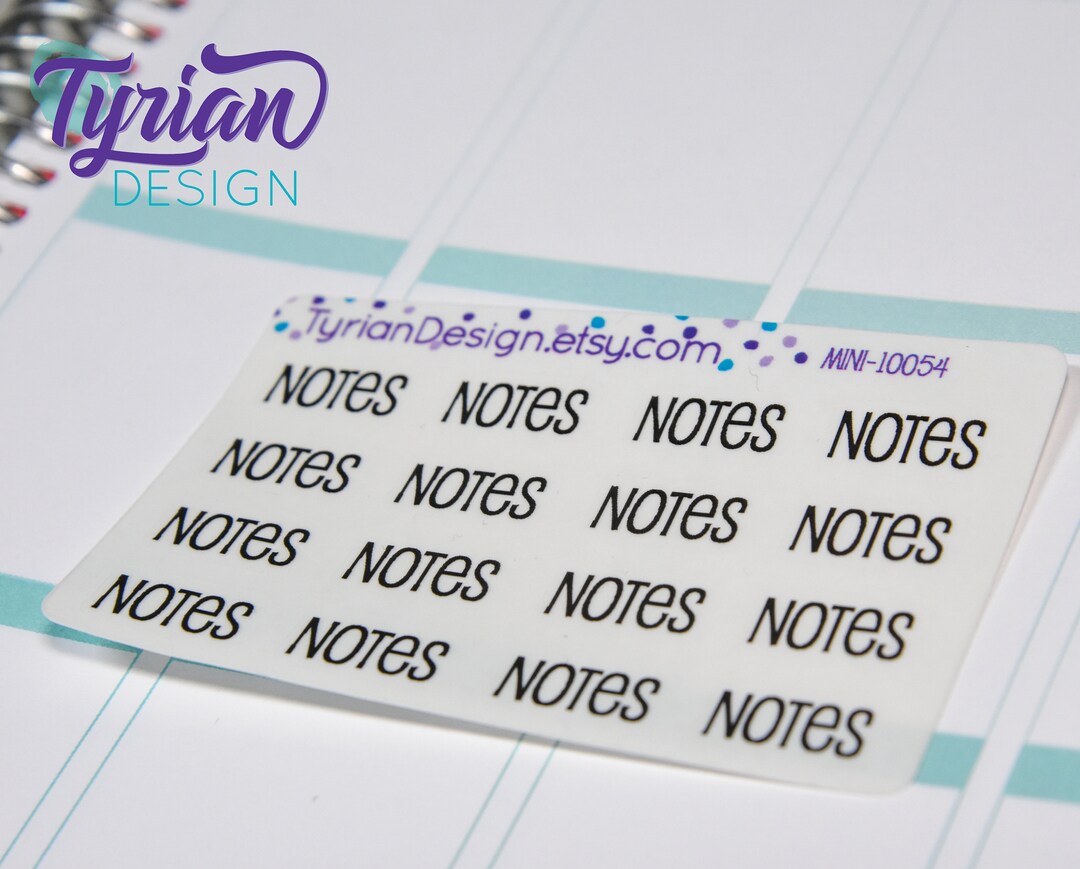 Notes Stickers Mini Sheet for Planners and Journals. Black - Etsy