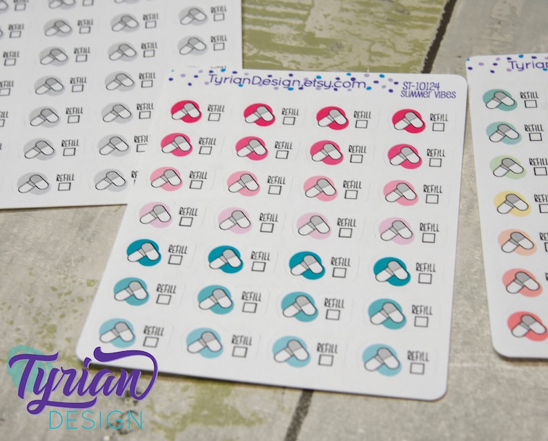 Refill Meds Stickers. Different Color Options. Keep Track of Medicine ...