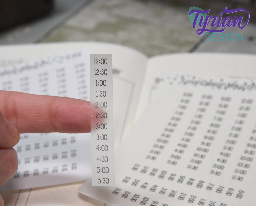 Half Hour Time Strip Hourly Vertical Stickers for Planners and Journals ...
