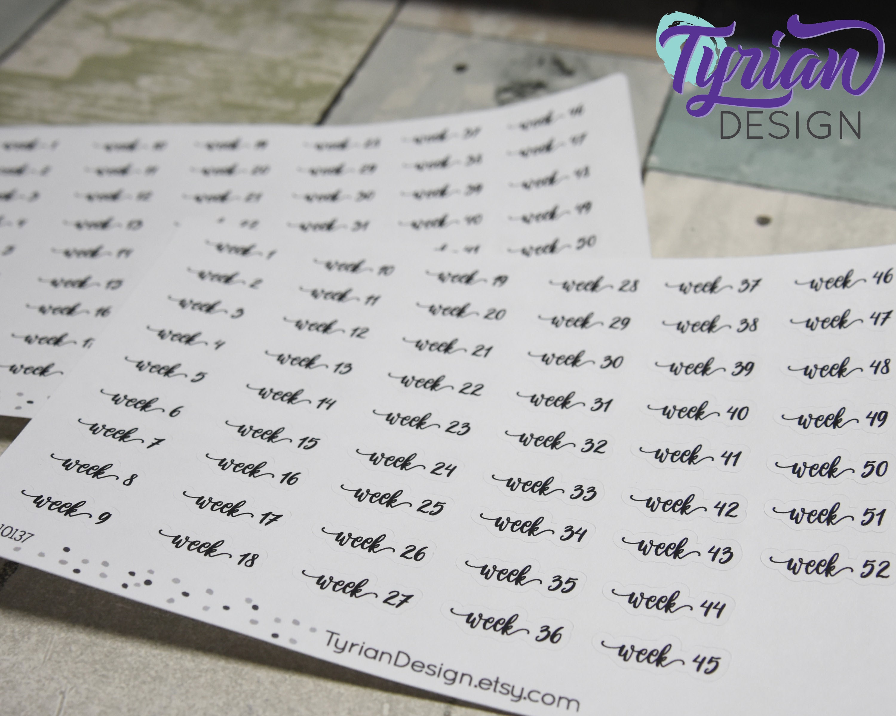 Week 1-52 Stickers Keep Track of the Weeks of the Year With | Etsy