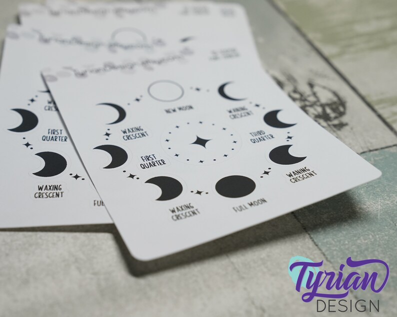Moon Phases Icon Stickers Phases of the Moon With Extras - Etsy