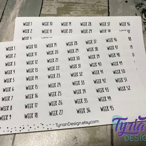 Week 1-52 Stickers, Keep Track of the Weeks of the Year With These ...