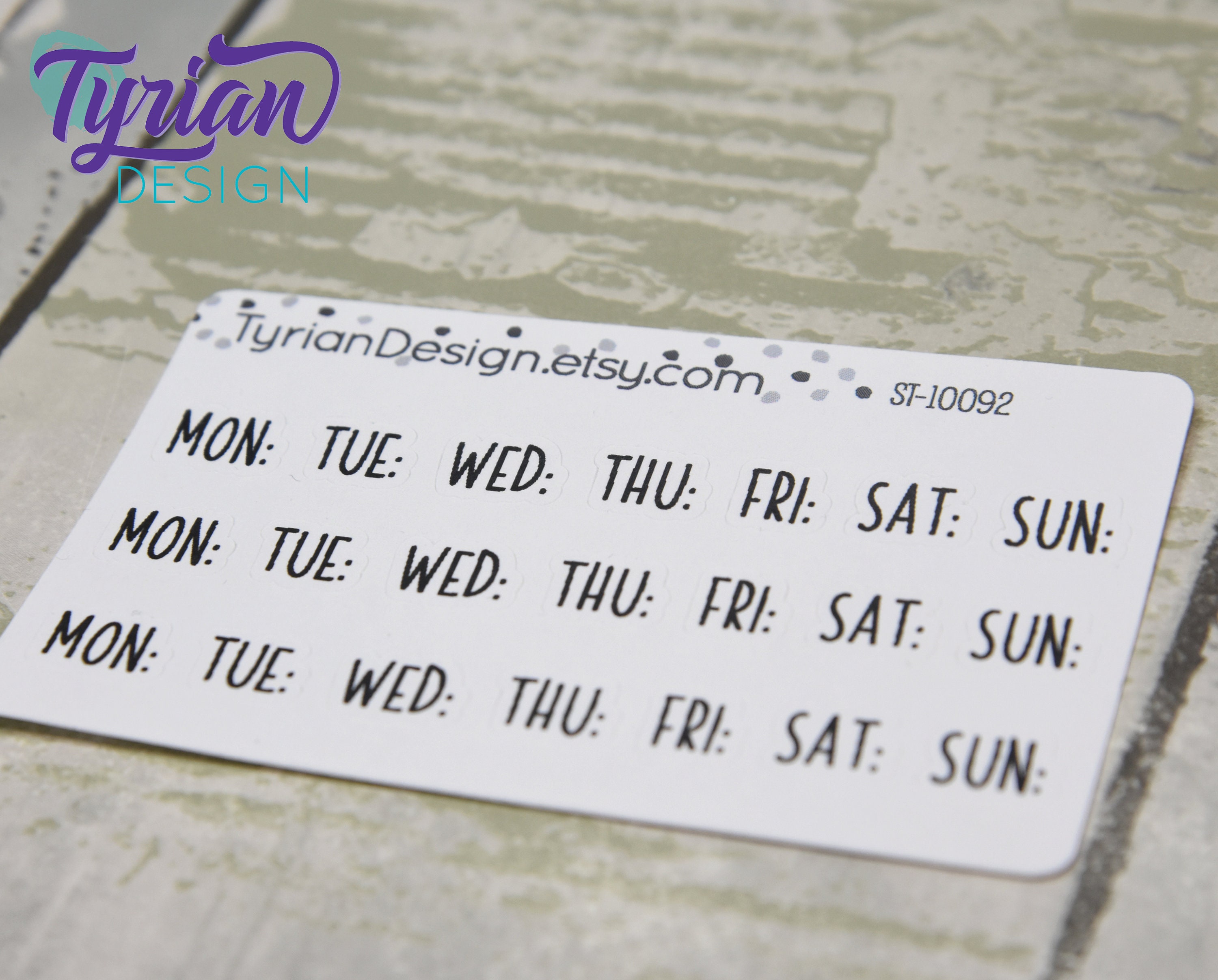 Monday-Sunday Small Abbreviated Days of the week Stickers for | Etsy