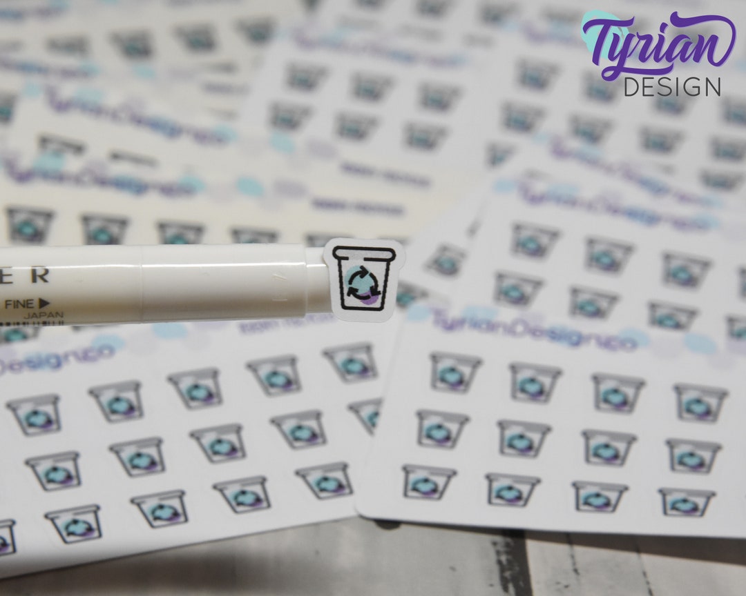 Recycle Stickers - Tiny Recycling Bin Stickers on a Mini Sheet - Great ...
