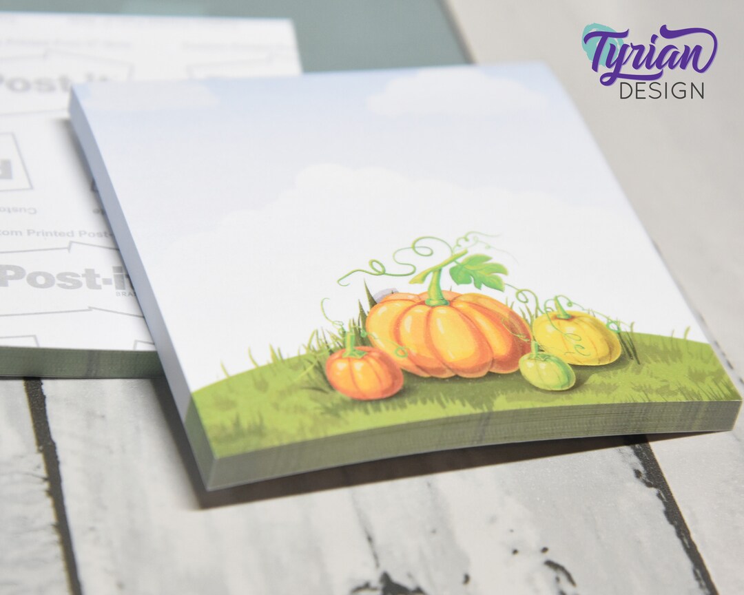 Pumpkin Patch Post-it Notes | Fall Pumpkins Sticky Notes | 3x3 | 50 per ...